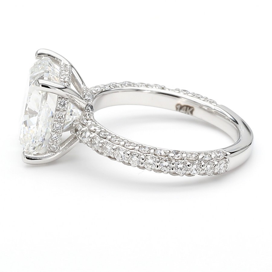 14K White Gold IGI Certified Lab-Created Diamond Cushion 3-Way Pave ...