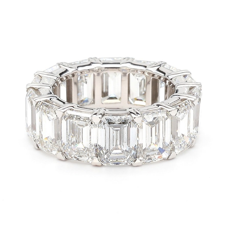 14K White Gold Emerald Lab-Created Diamond Eternity Band (15 CTW E-F VS)