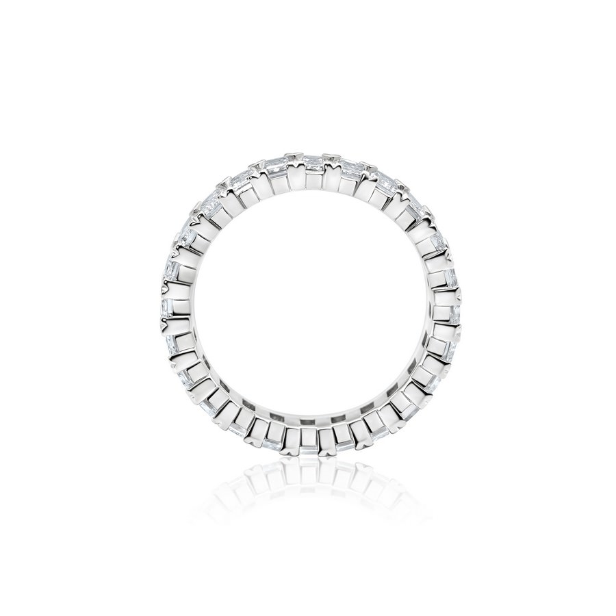 14K White Gold Emerald Lab-Created Diamond Eternity Band (3 CTW E-F VS)