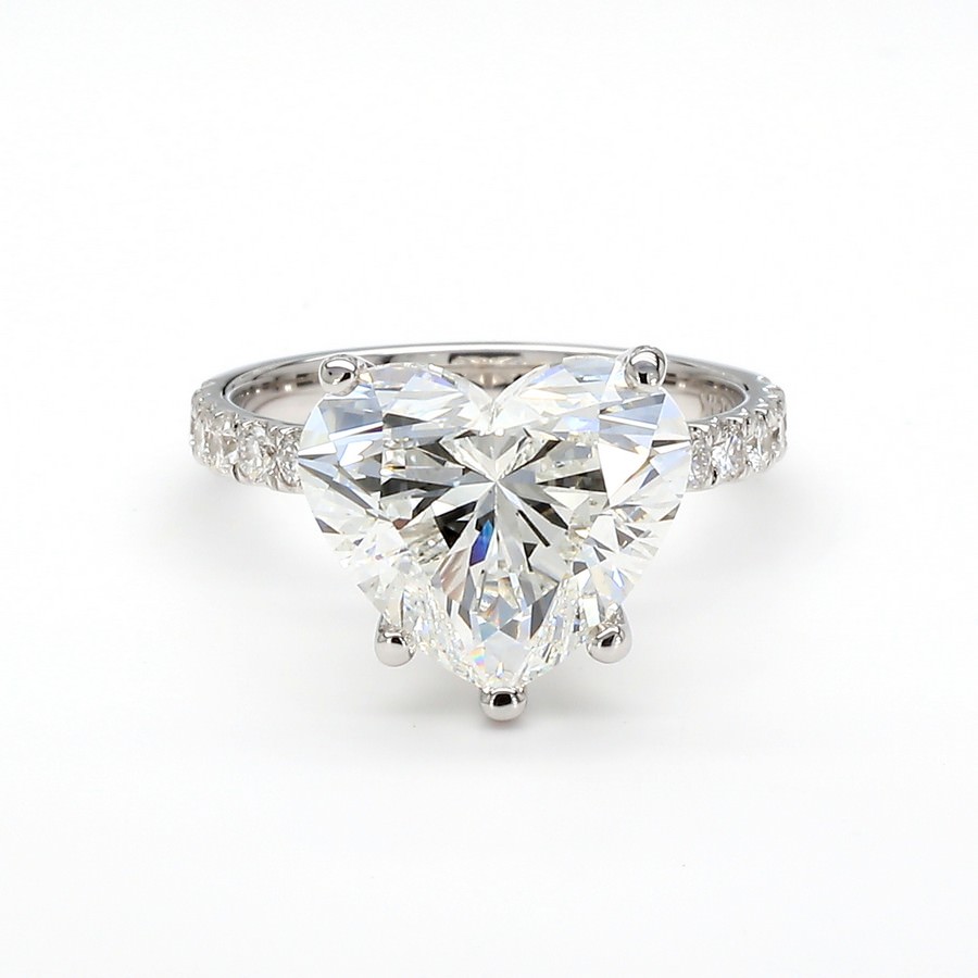 14K White Gold IGI Certified Lab-Created Diamond Heart Pave Ring (2 CTW ...