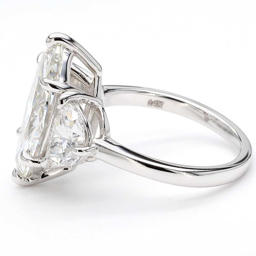 14K White Gold IGI Certified Lab-Created Diamond Marquise 3-Stone Ring ...