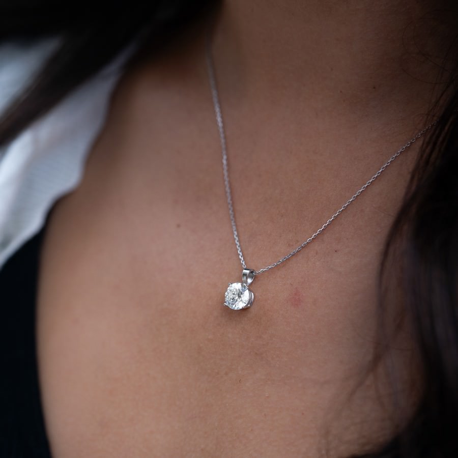 IGI Certified Lab-Created Diamond Solitaire Pendant Necklace (2 CTW E ...