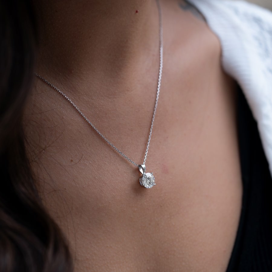 IGI Certified Lab-Created Diamond Solitaire Pendant Necklace (2 CTW E ...