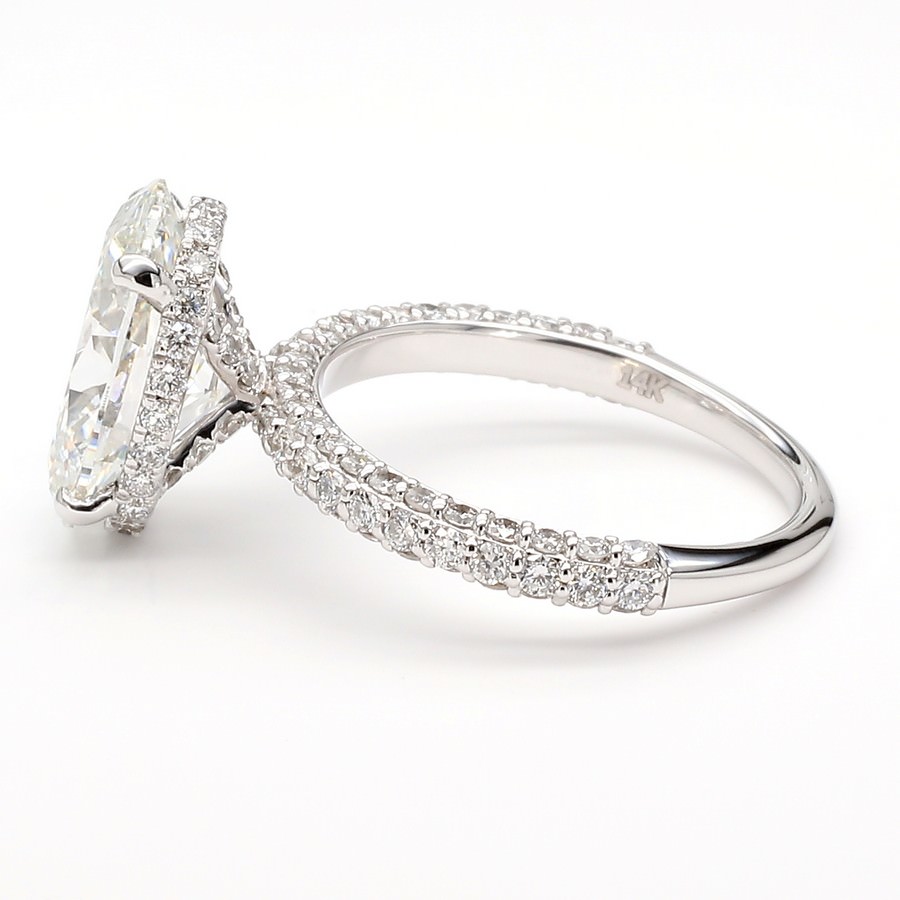 14K White Gold IGI Certified Lab-Created Oval Diamond 3-Way Pave Hidden ...