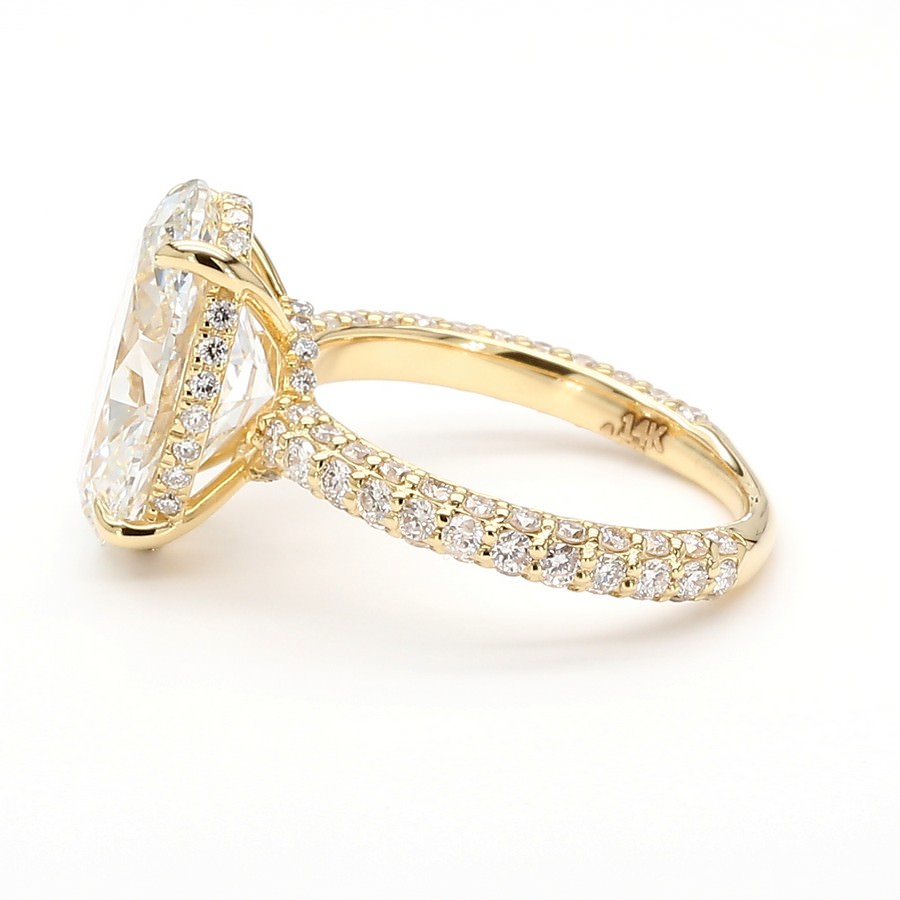 14K Yellow Gold IGI Certified Lab-Created Oval Diamond 3-Way 3/4 Pave ...
