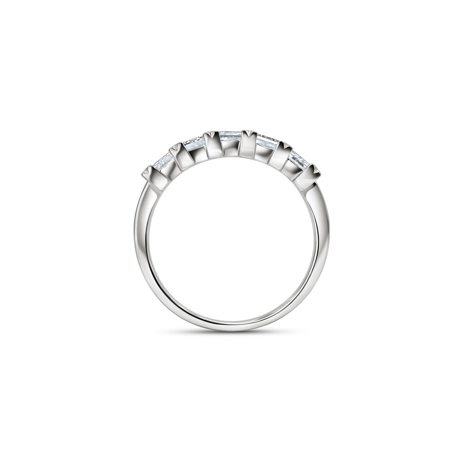 14K White Gold Lab-Created Diamond Emerald 5 Stone Ring (2 CTW E-F VS)